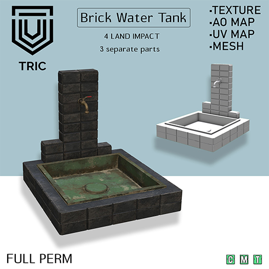 Second Life Marketplace - [Tric] - Brick Water Tank Full Perm